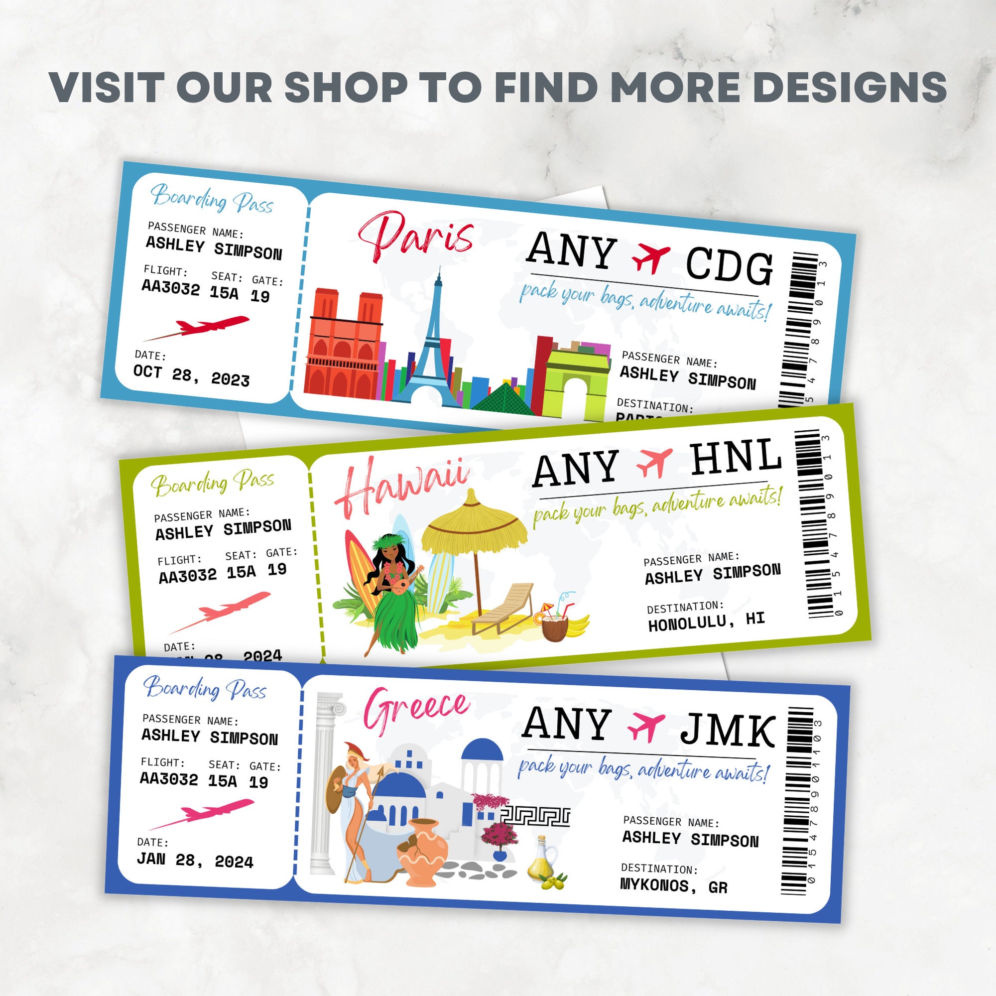 Editable and Printable Boarding Pass Nashville Surprise Trip Tennessee ...