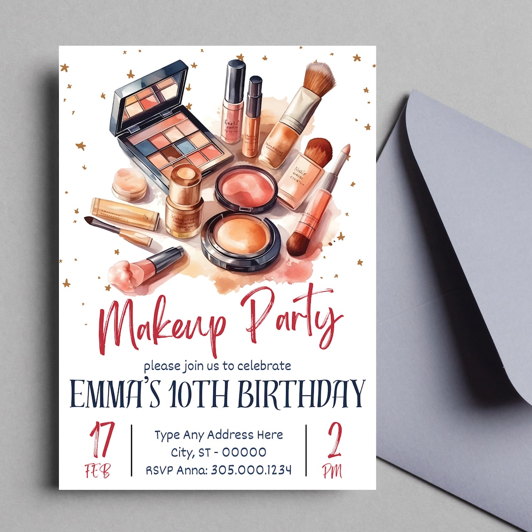 Makeup Party Invitation Girls Party Pamper Birthday Party Invite ...