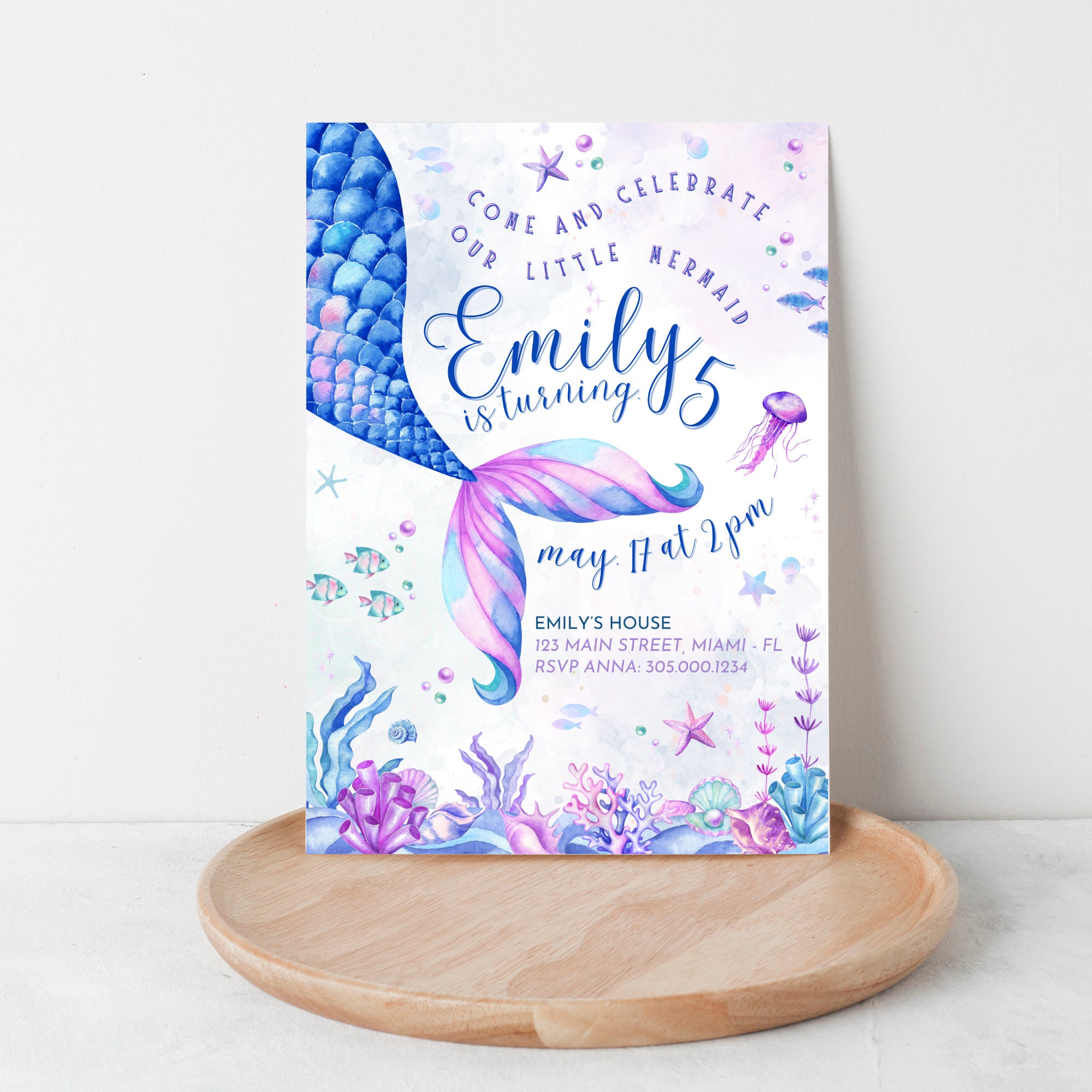 Little Mermaid Birthday Party Invitation Under the Sea Birthday Invite ...