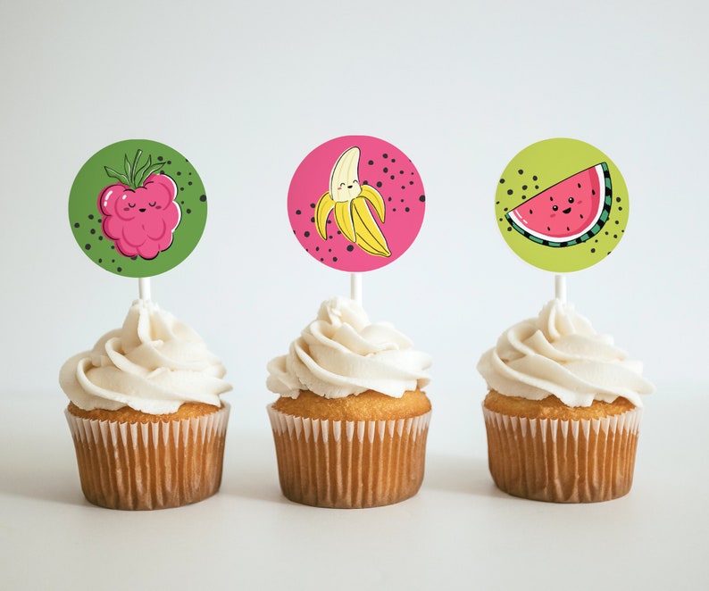 TUTTI-FRUTTI Cupcake Toppers Birthday Party Fruits Theme Printable ...