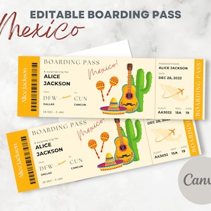 Boarding Pass Mexico, Surprise Ticket Cancun, Vacation Trip Surprise ...