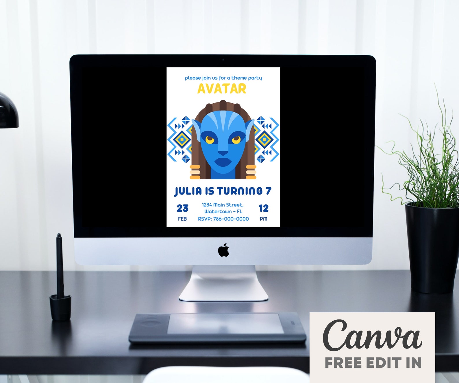 Avatar Movie Birthday Invitation Template | Avatar Party - Editable ...