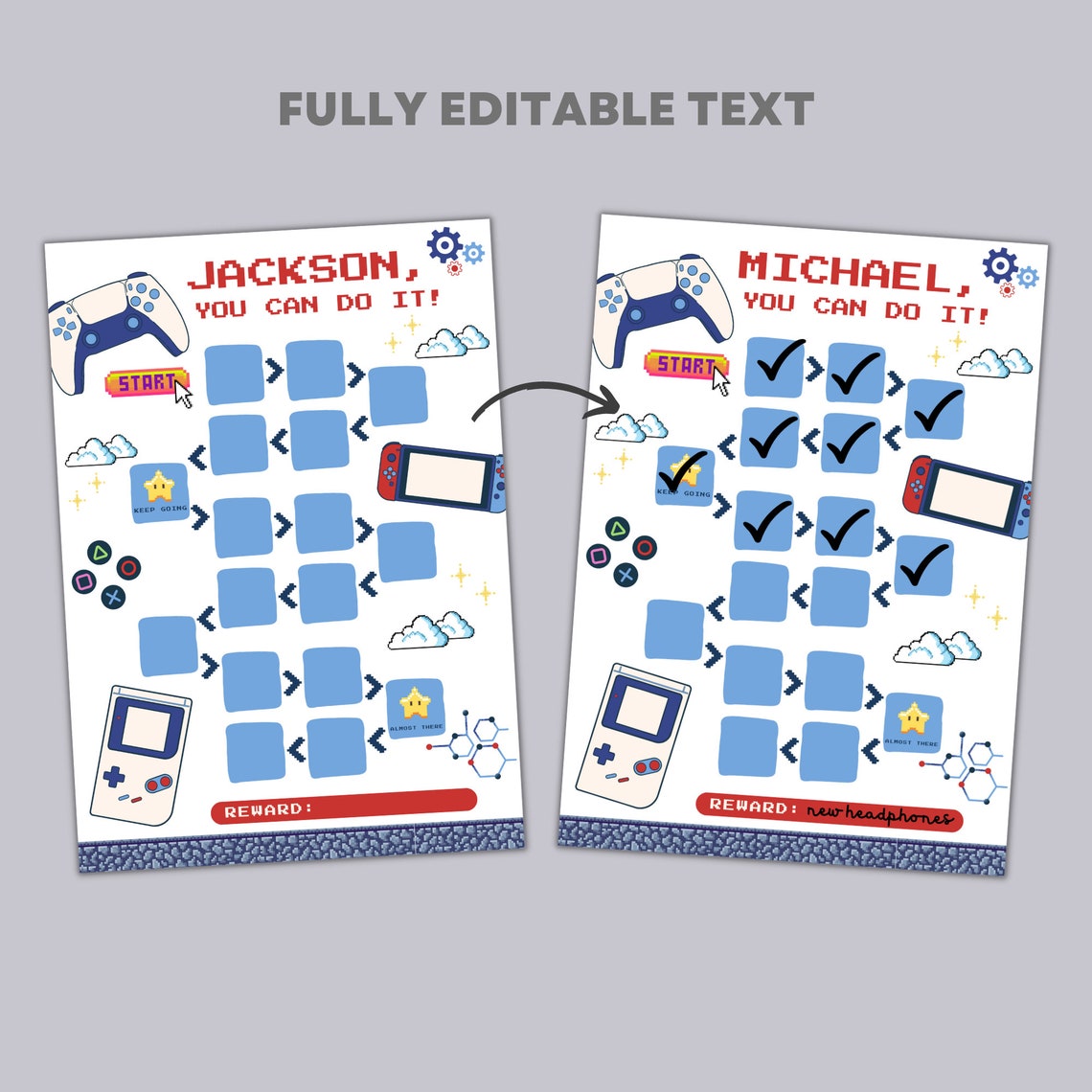 Gamer Reward Chart Kids Behavior Chart Daily Chore Video Game Chart ...