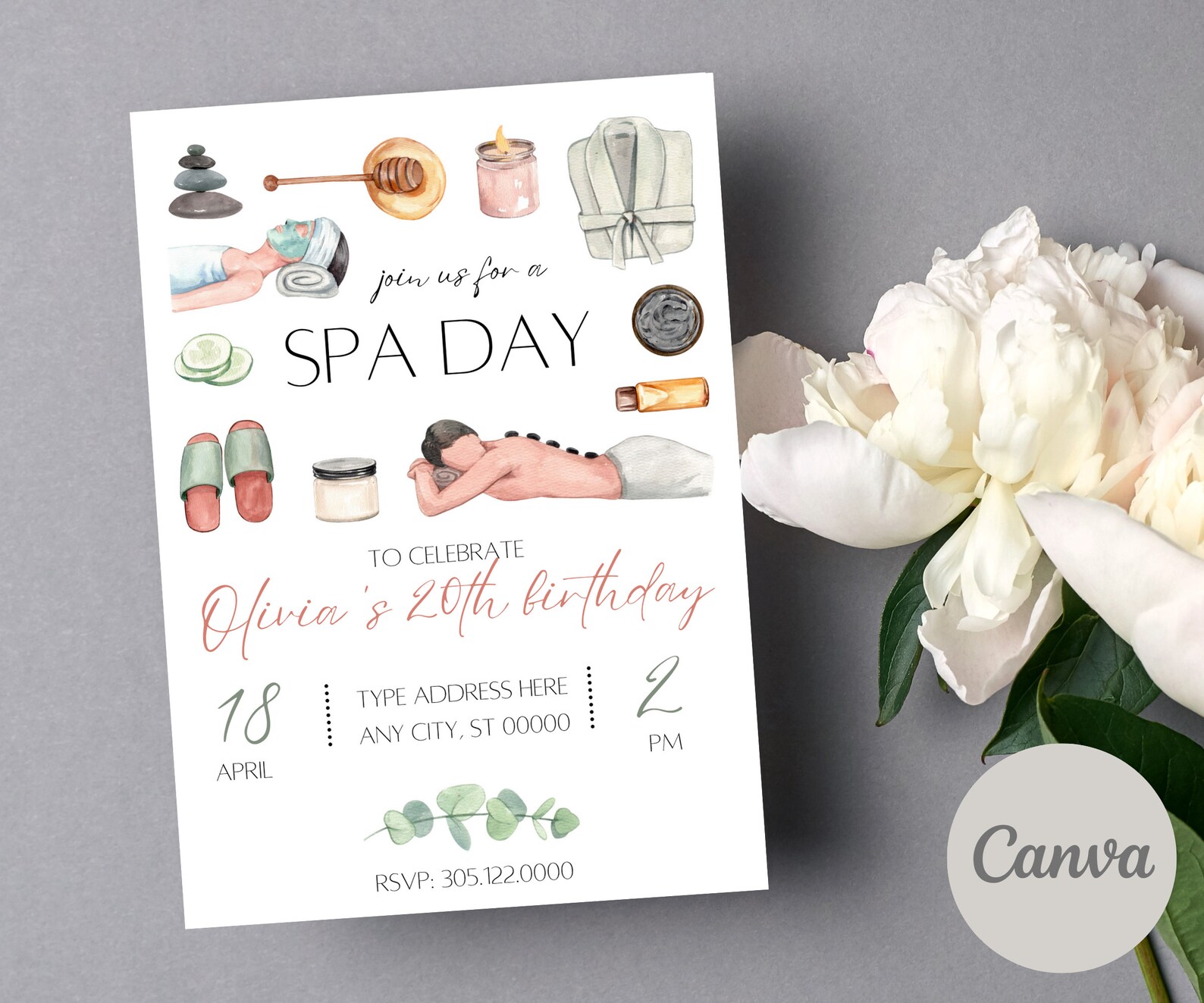 Spa Day Invitation | Birthday or Bachelorette Spa Party Invite ...