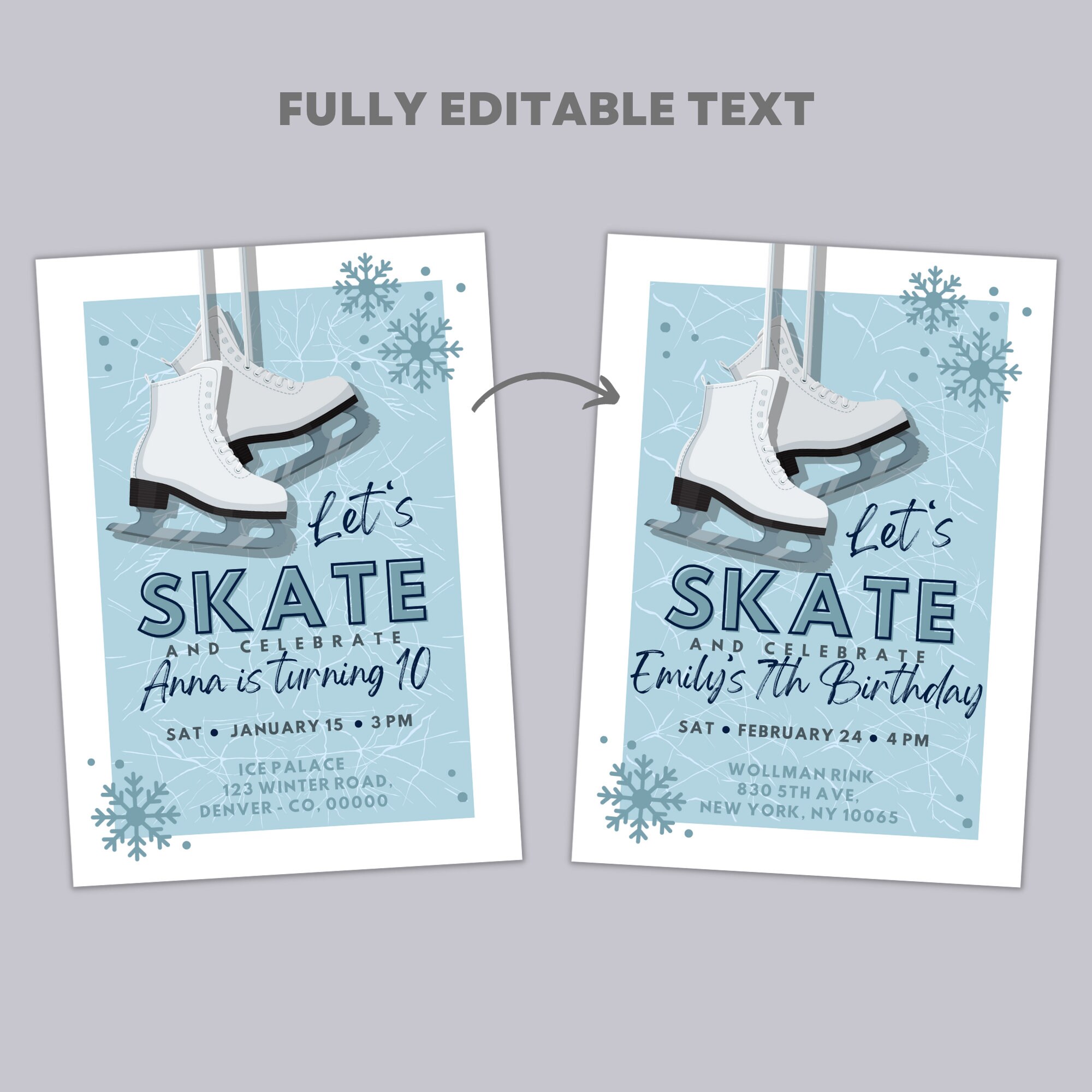 Ice Skating Birthday Invitation Figure Skating Winter Party Editable ...