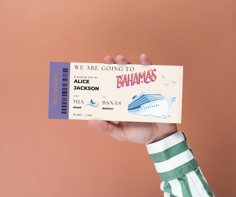 Bahamas Cruise Ticket, Surprise Cruise Invitation, Vacation Trip Nassau ...