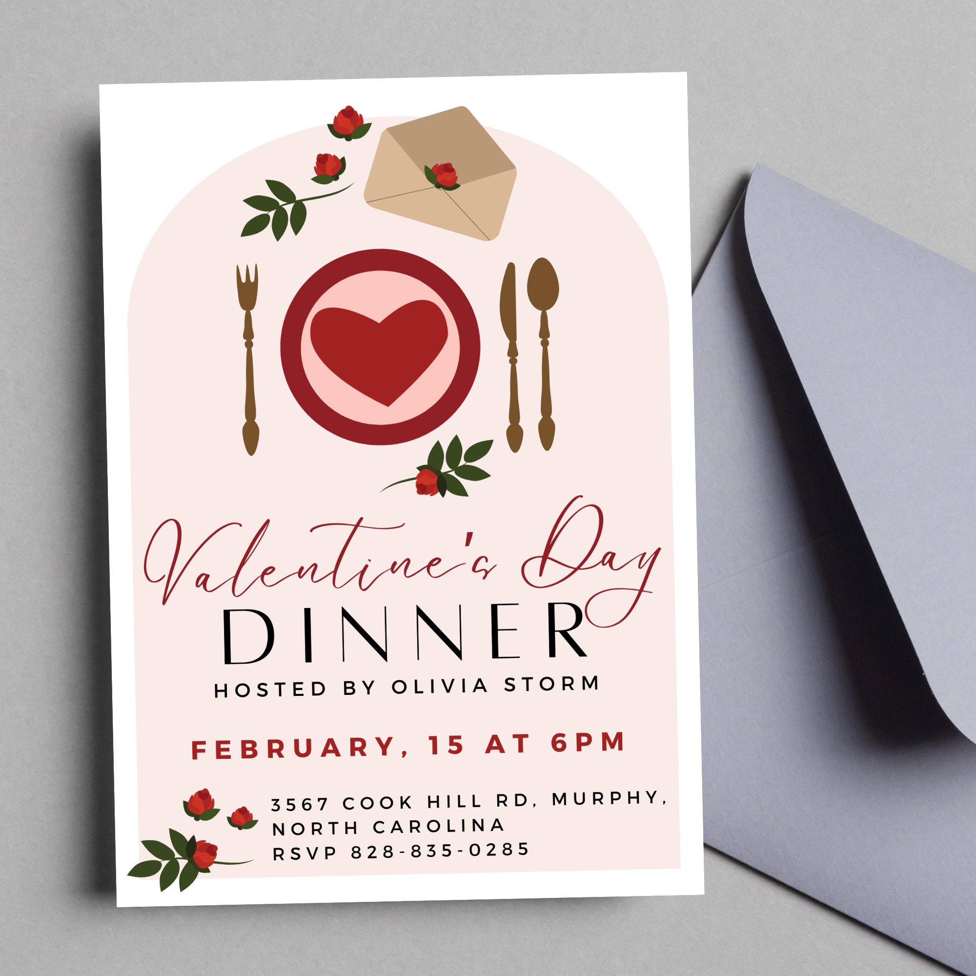 Valentine's Day Dinner Party Invitation Romantic Night Galentine's Day ...