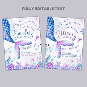 Little Mermaid Birthday Party Invitation Under the Sea Birthday Invite ...