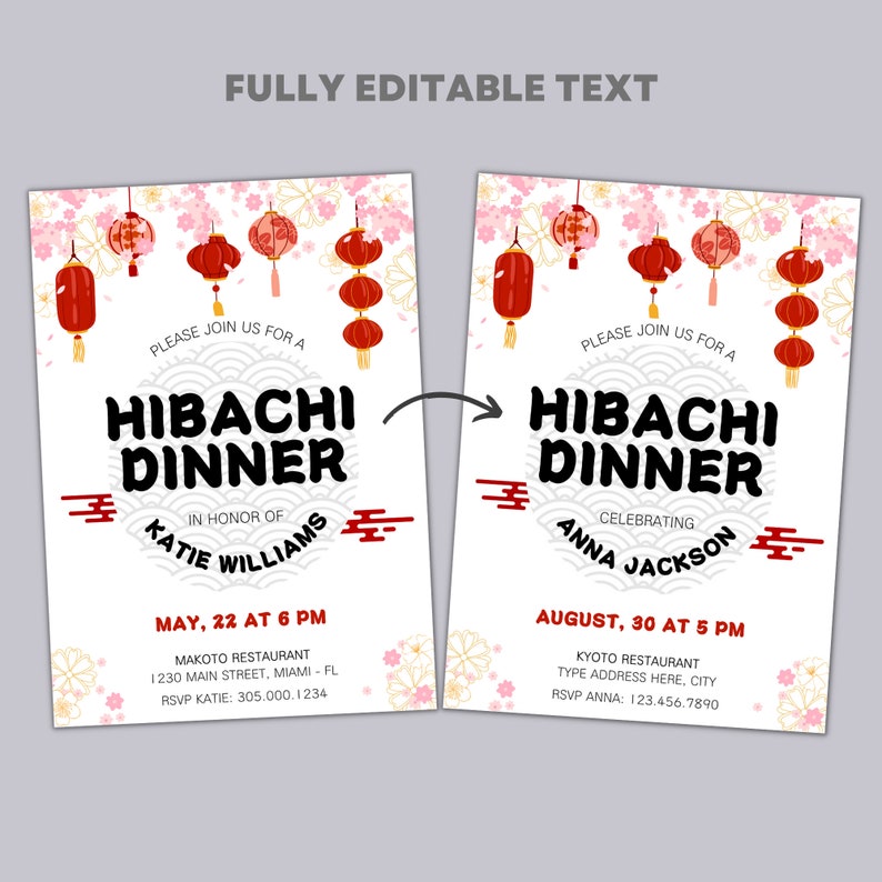 Hibachi Dinner Celebration Invitation Japanese Restaurant Theme Party ...