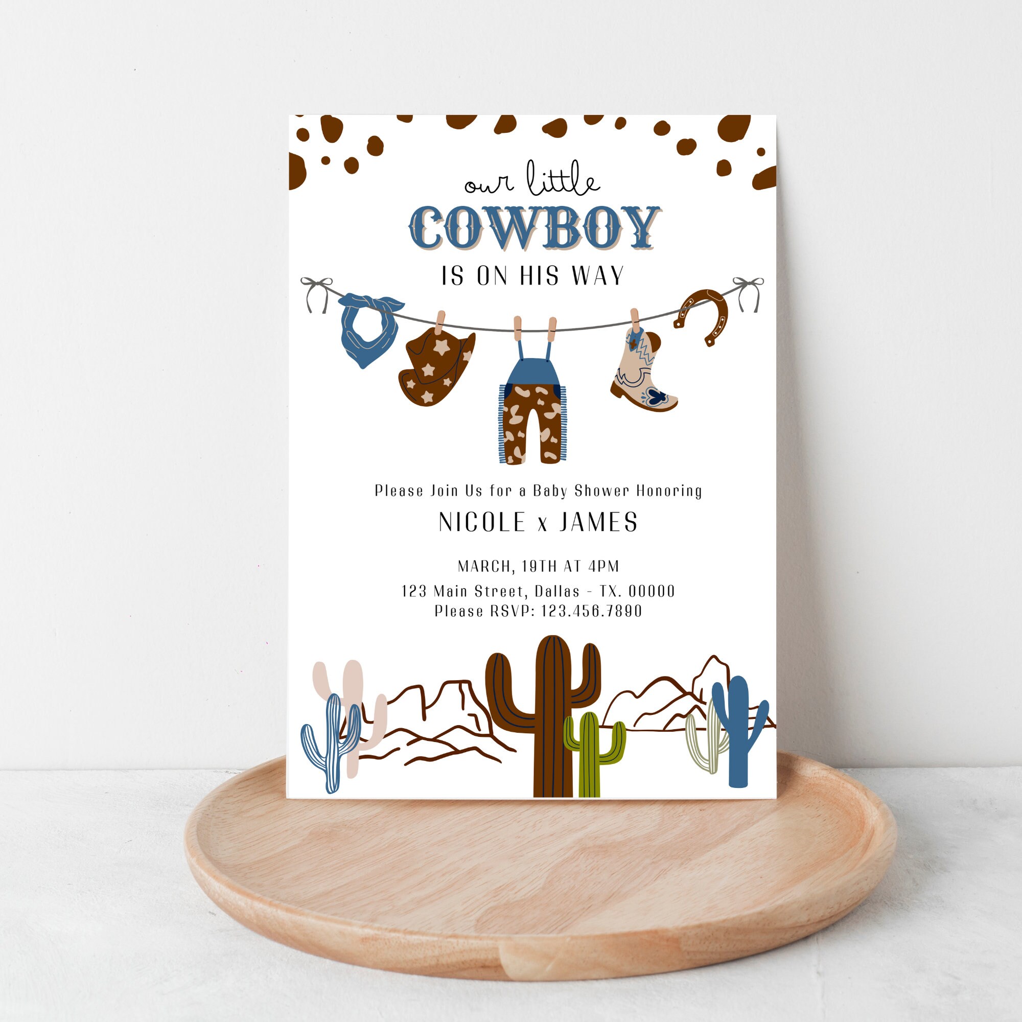 Little Cowboy Baby Shower Invitation Baby is on the Way Western Rodeo ...