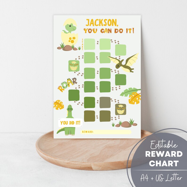Dinosaur Reward Chart: Kids Behavior & Chore Chart (editable Printable ...