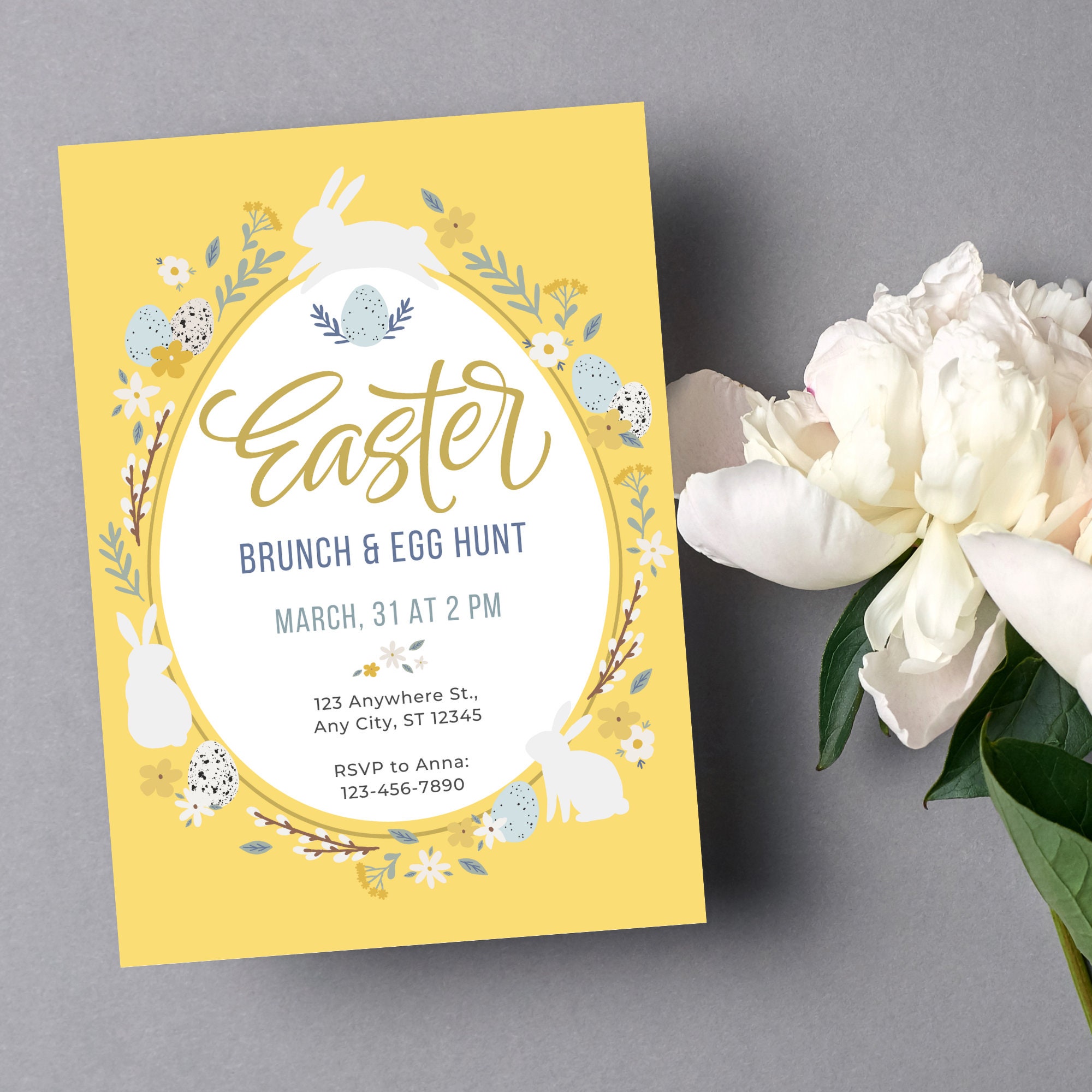Egg Hunt Easter Brunch Invitation Easter Party Spring Celebration ...