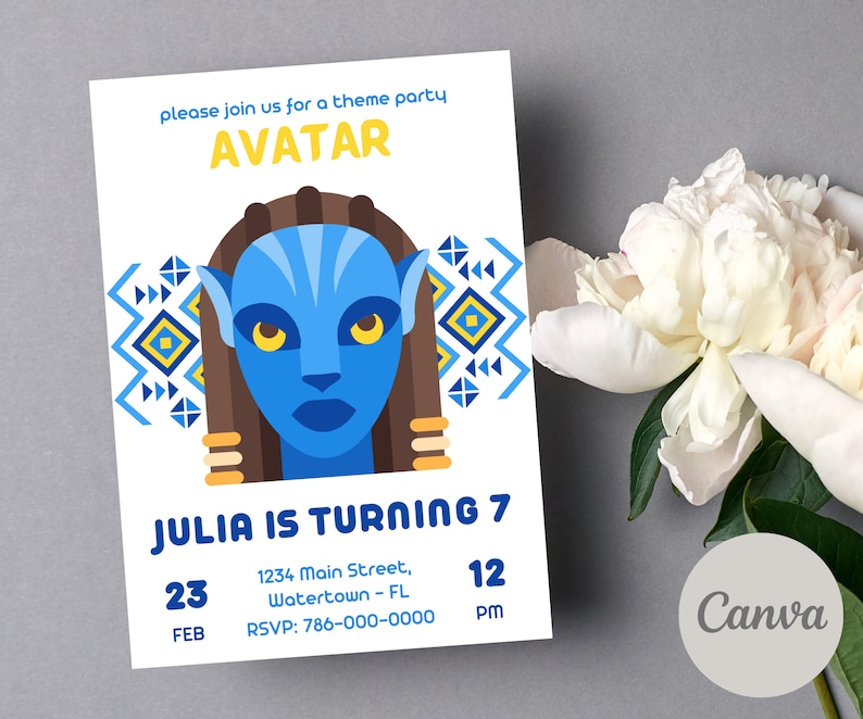 Avatar Movie Birthday Invitation Template | Avatar Party - Editable ...