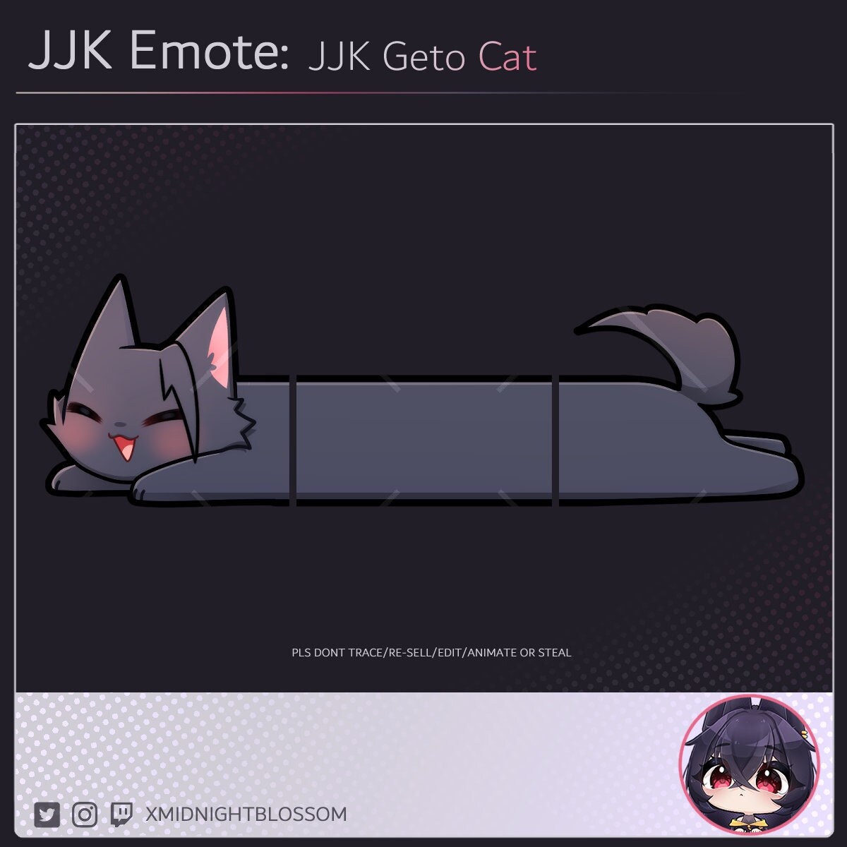 3 Cute Go Jo Geto Long Cat Emote Set Bundle "jjk" | Twitch Discord ...