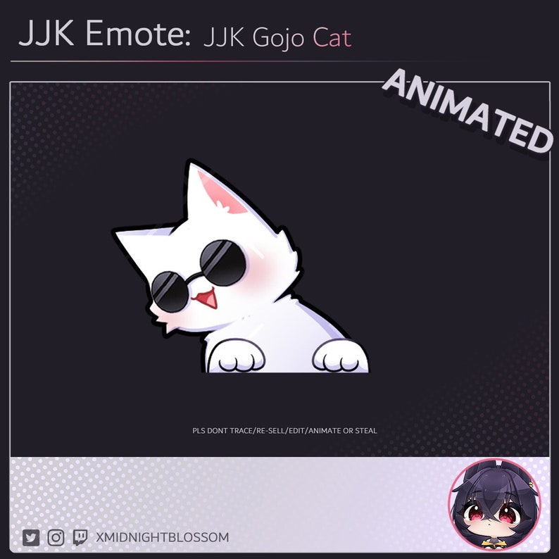 Cute Animated Happy Dance JJK Gojo Cat Emote for Twitch/discord/youtube ...