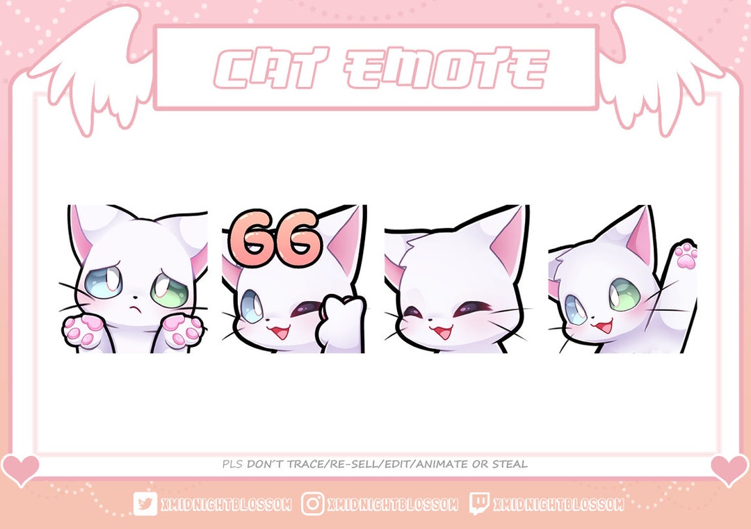 Cute White Cat Neko Emotes | Twitch Discord| Twitch Graphic - Etsy
