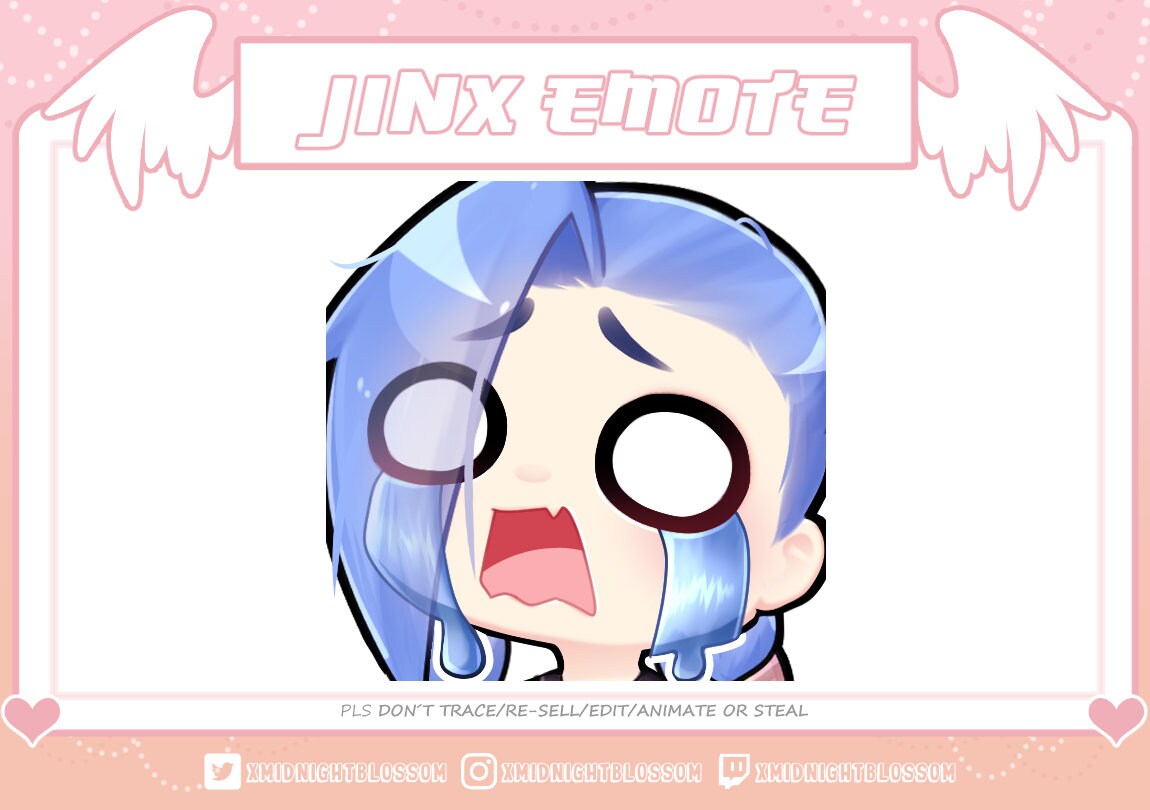 Cute Jinx League of Legends cry Emotetwitch Discord Emotes Twitch ...