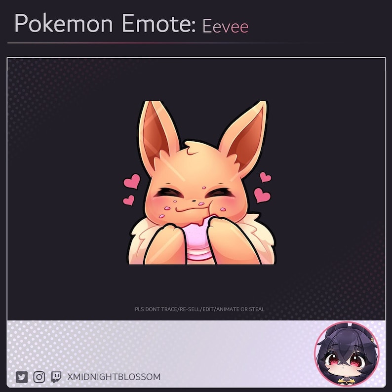 Cute Eevee Eevee Nom Eat Emote for Twitch/discord, Sticker Emote for ...