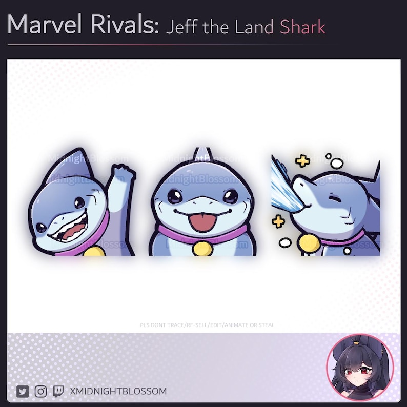 3 Cute Land Shark Emote Set Bundle | Twitch Discord Emotes | Twitch ...