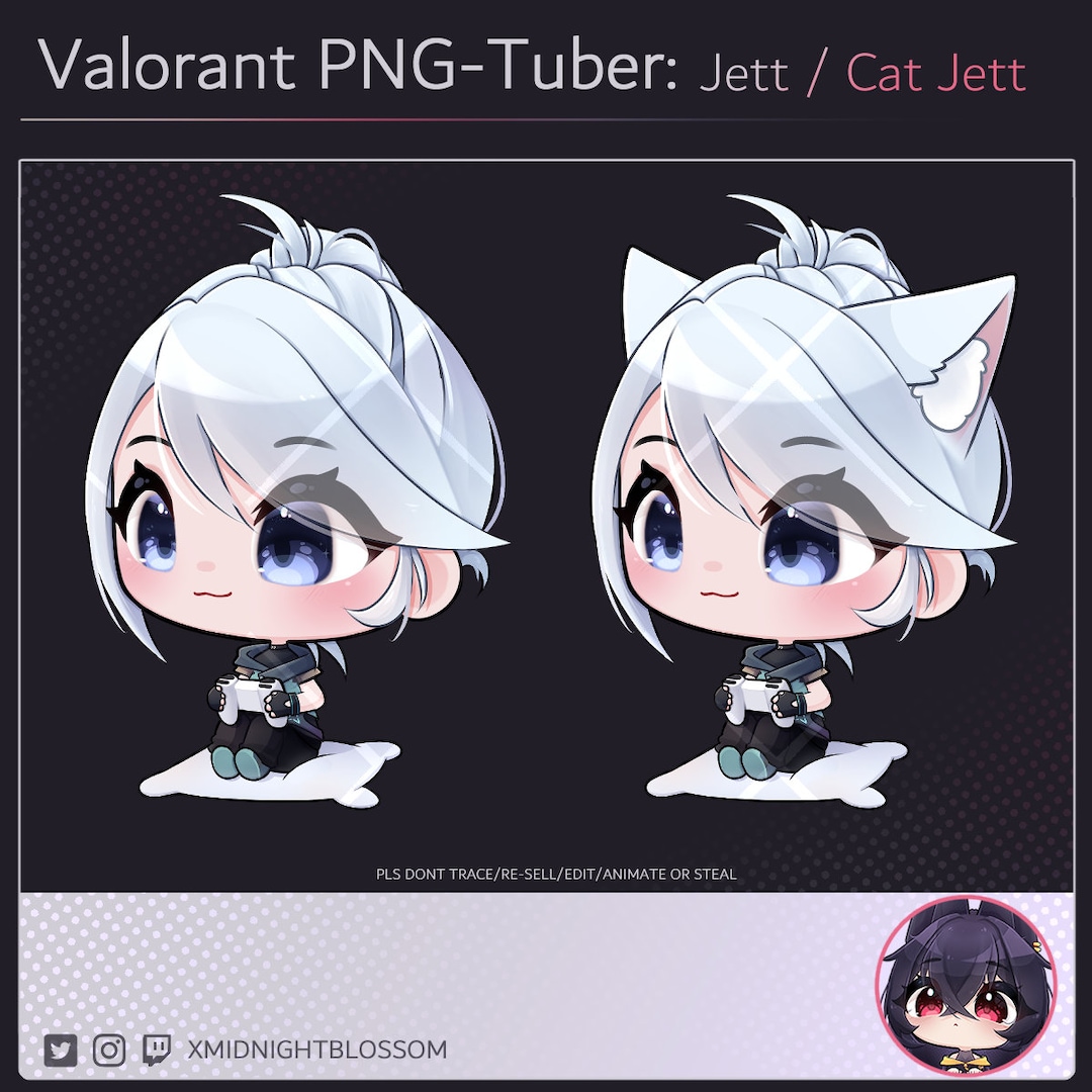 Cute Chibi Jett Valorant Cat Inspired | PNG Tuber | Stream Asset | Cam ...