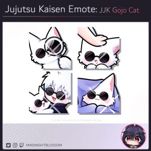 4 Cute Go Jo Cat Emote Set Bundle "jjk" | Twitch Discord Emotes ...