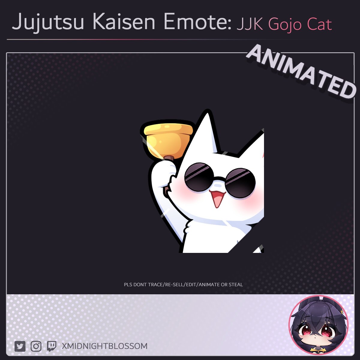 Animated Cute Go Jo "dink Donk Bell" Cat Emote "jjk" | Twitch Discord ...
