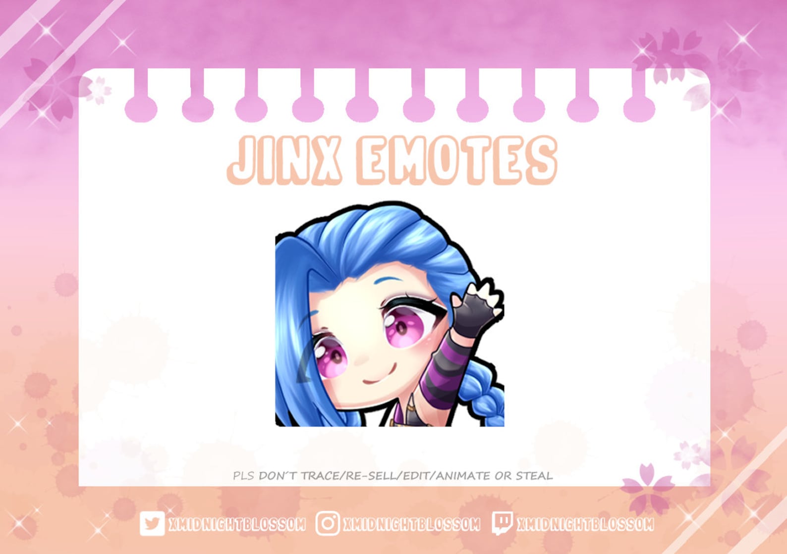 Jinx Wave Hey Hi Hello Emote for Twitch/discord, Sticker Emote for ...