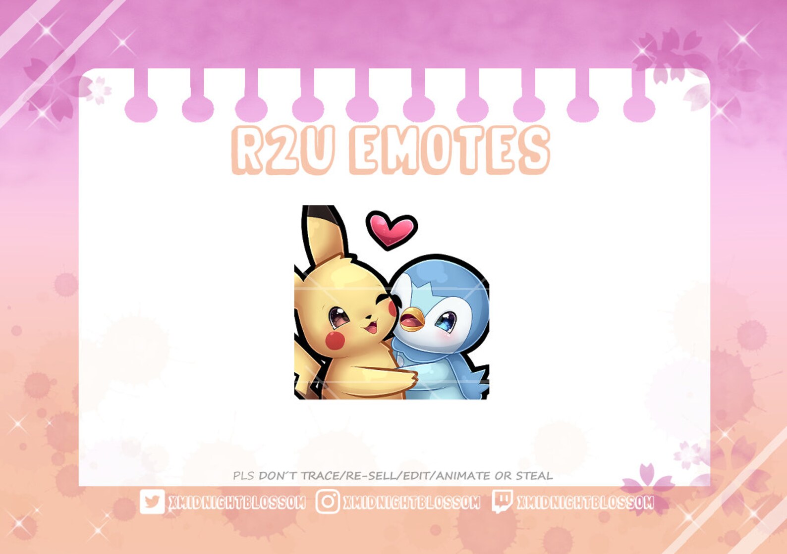 Piplup Plinfa Pikachu Cute Hug Hug Emote Twitch/ Discord Emote for ...