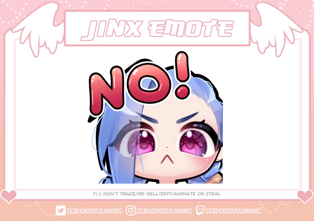 Cute Jinx League of Legends "no" Emote|twitch Discord Emotes | Twitch ...