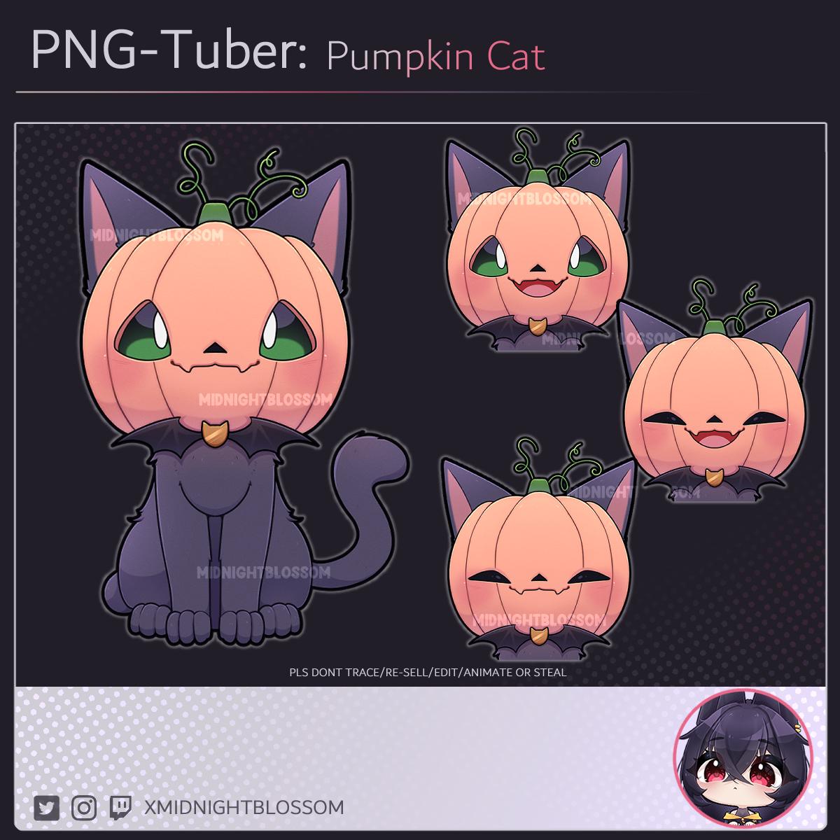 Cute Pumpkin Cat | PNG Tuber | Stream Asset | Cam |reactive PNG ...