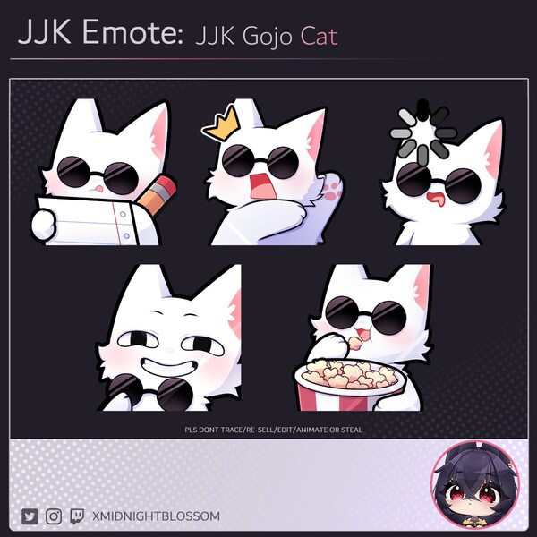 Animated Cute Go Jo Mlem/blblbl Cat Emote jjk Twitch Discord Emotes ...
