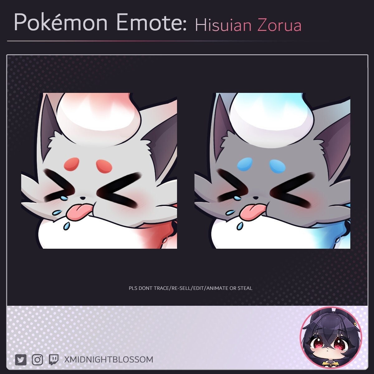 Animated Cute Hisuian Zorua & Shiny Hisuian Zorua Mlem BLBLBL Emote ...