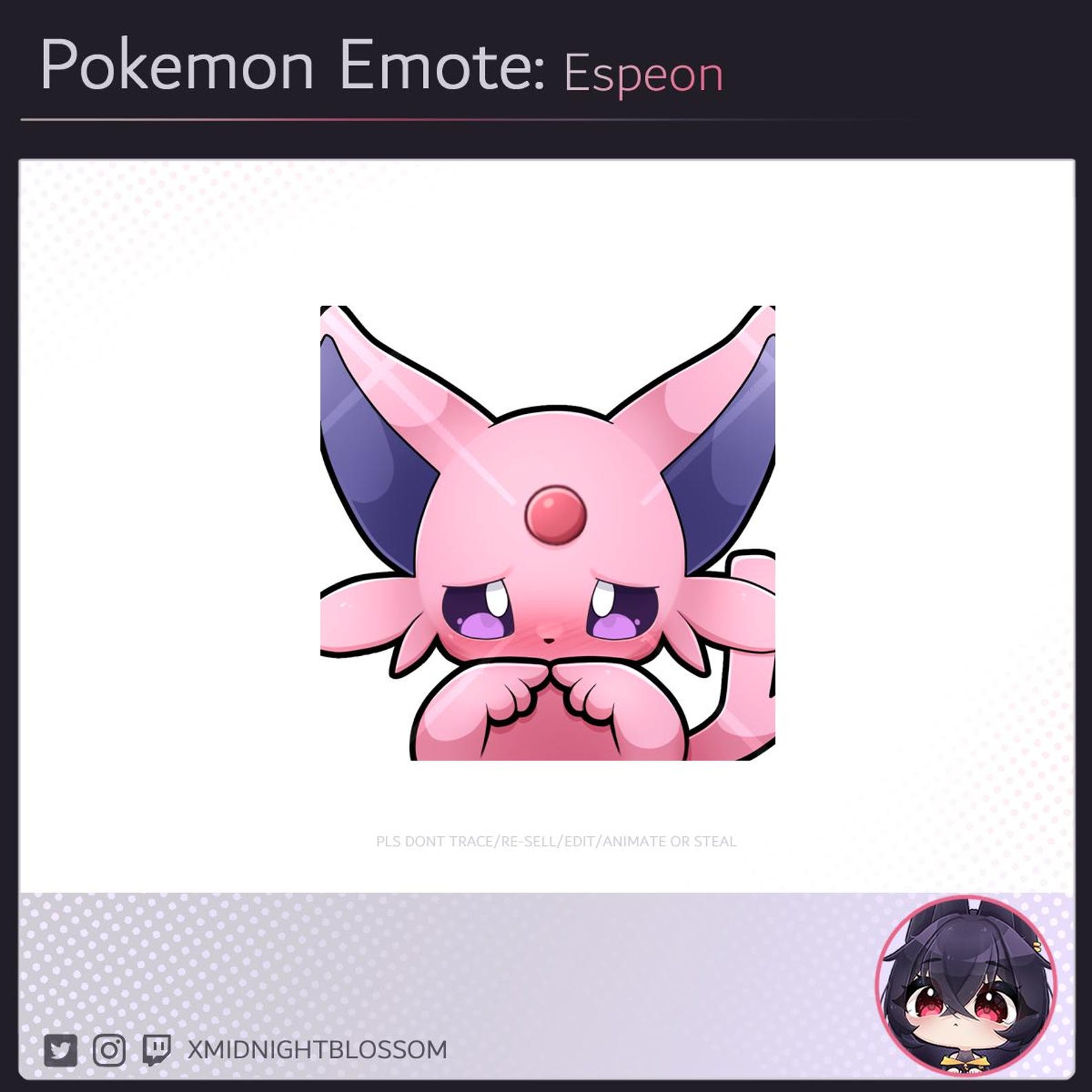 Espeon Psiana Shy Shy Blush Emote for Twitch/discord, Emote for ...