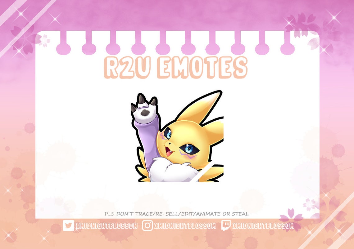 Renamon Wave Hey Hi Hello Hallo Emote para Twitch/Discord, Sticker ...