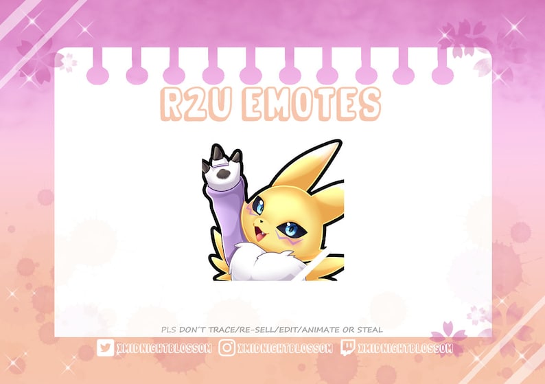 Renamon Wave Hey Hi Hello Hallo Emote para Twitch/Discord, Sticker ...