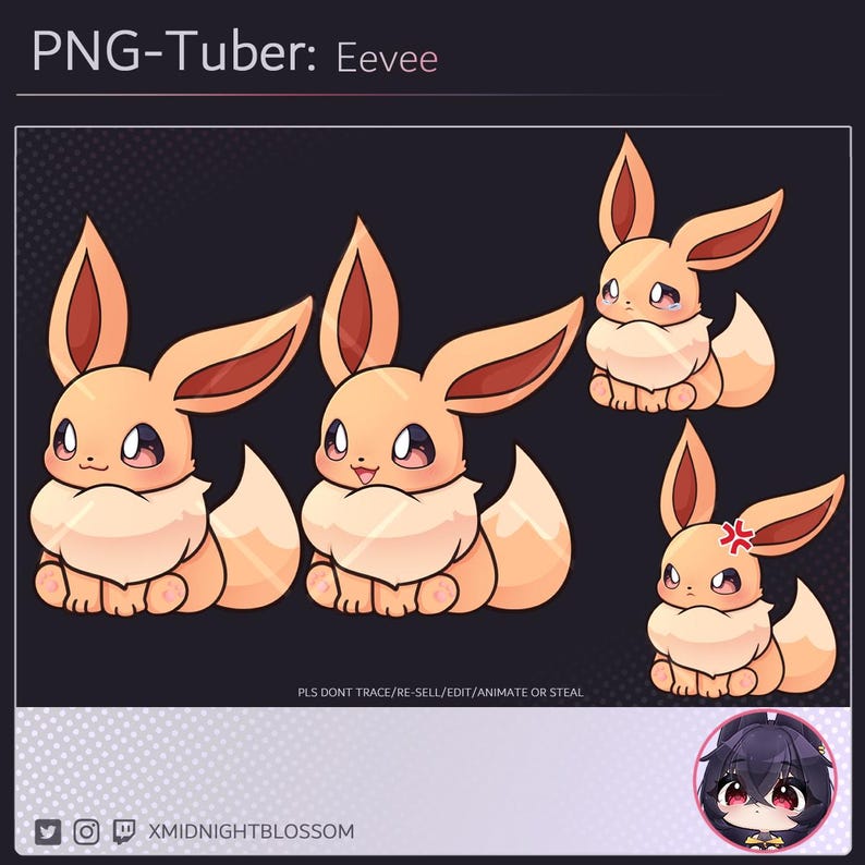 Cute Eevee Eevee | PNG Tuber | Stream Asset | Cam |reactive PNG ...
