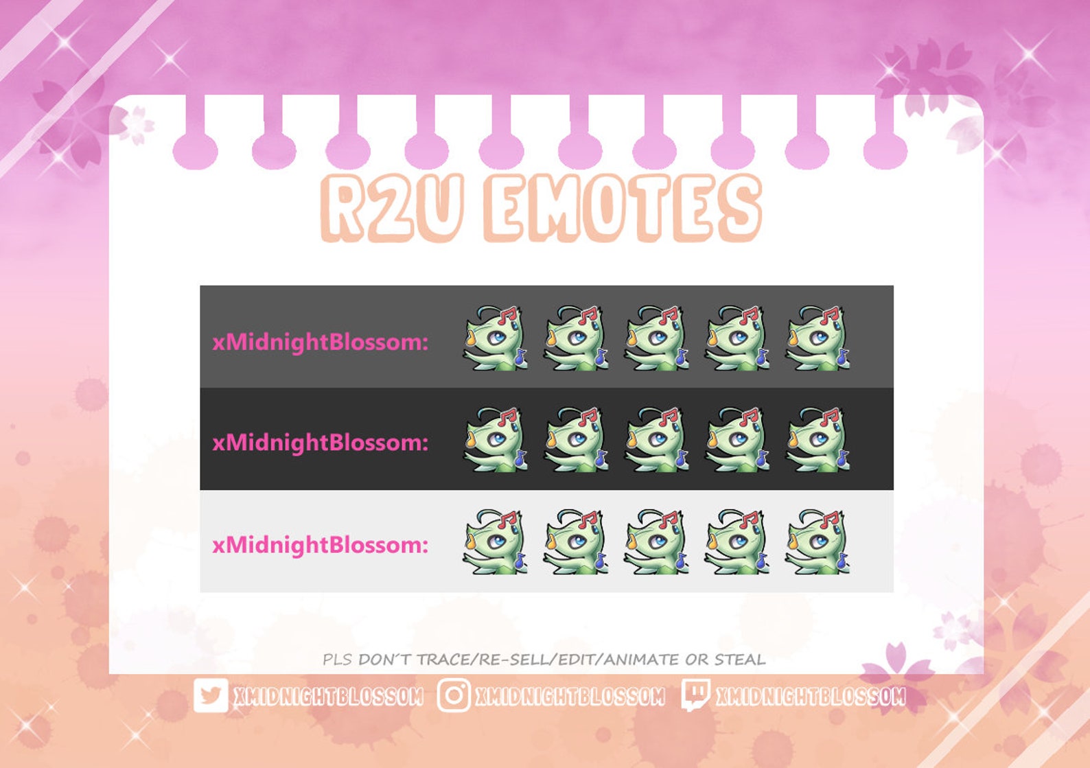 Celebi Dance Party Music Emote Cute Twitch Discord Emote for Streamers ...