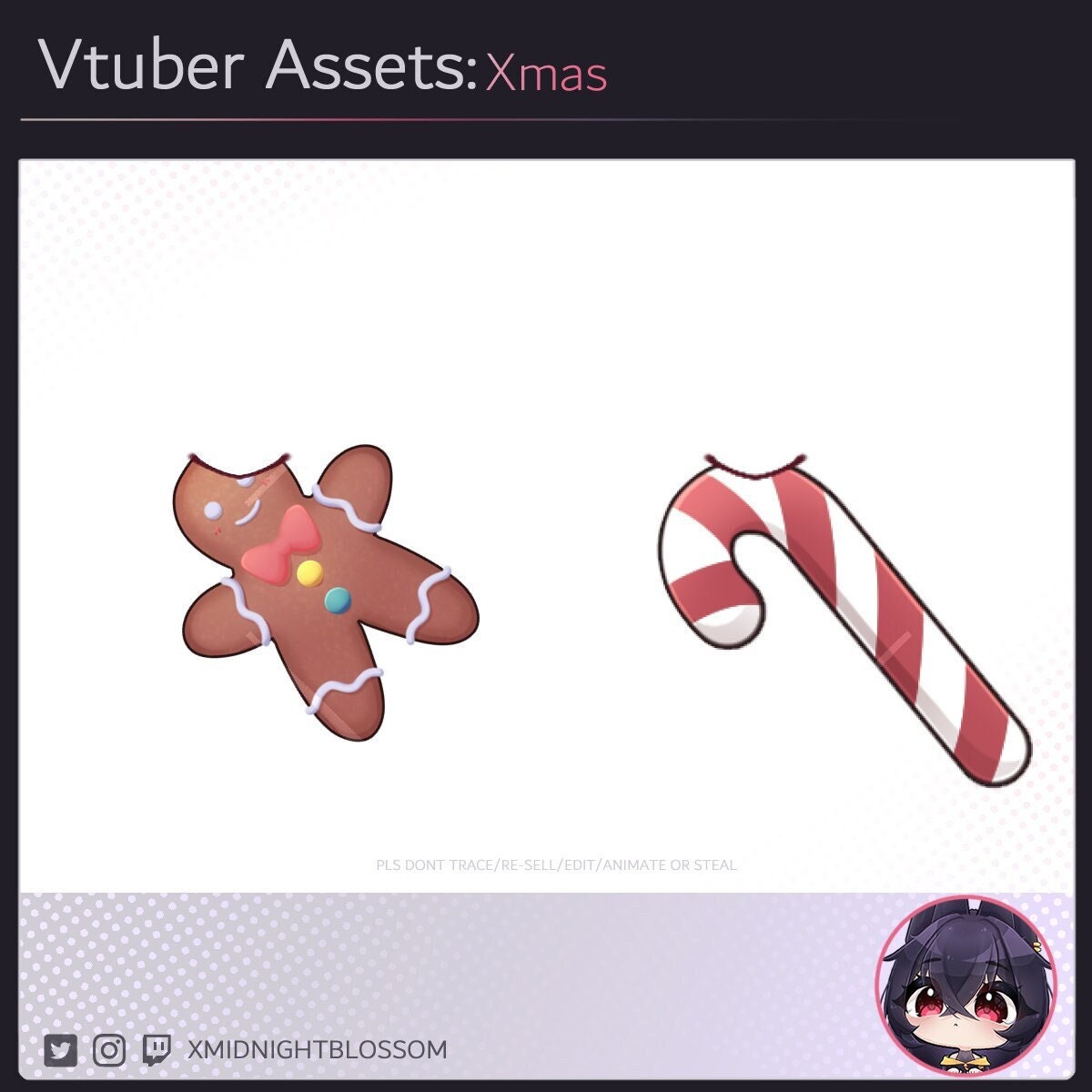 Cute Xmas Vtuber Assets || Gingerbreadman Candy Cane Snack Mouth - Etsy