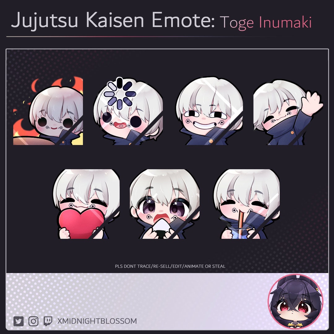 7 Static + 2 Animated Cute Sorcerer Emote Set Bundle "jjk" | Twitch ...