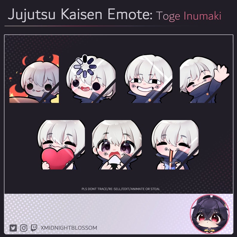 7 Static + 2 Animated Cute Sorcerer Emote Set Bundle "jjk" | Twitch ...