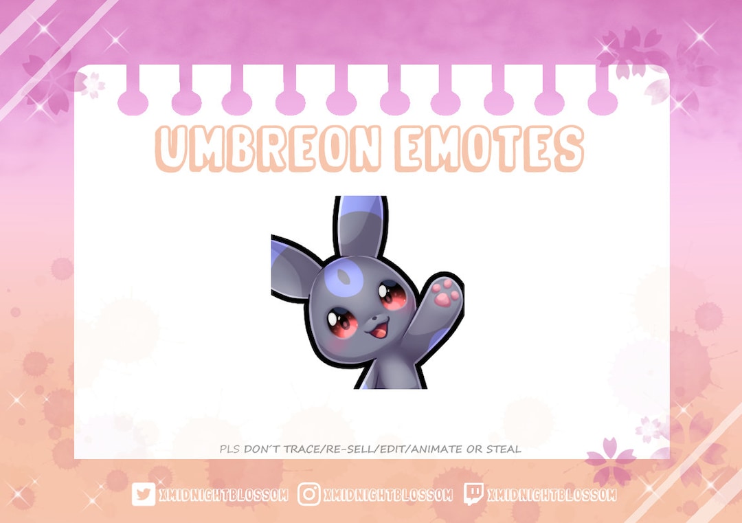 Umbreon Nachtara Wave Hi Hello Hello Emote for Twitch/discord, Sticker ...