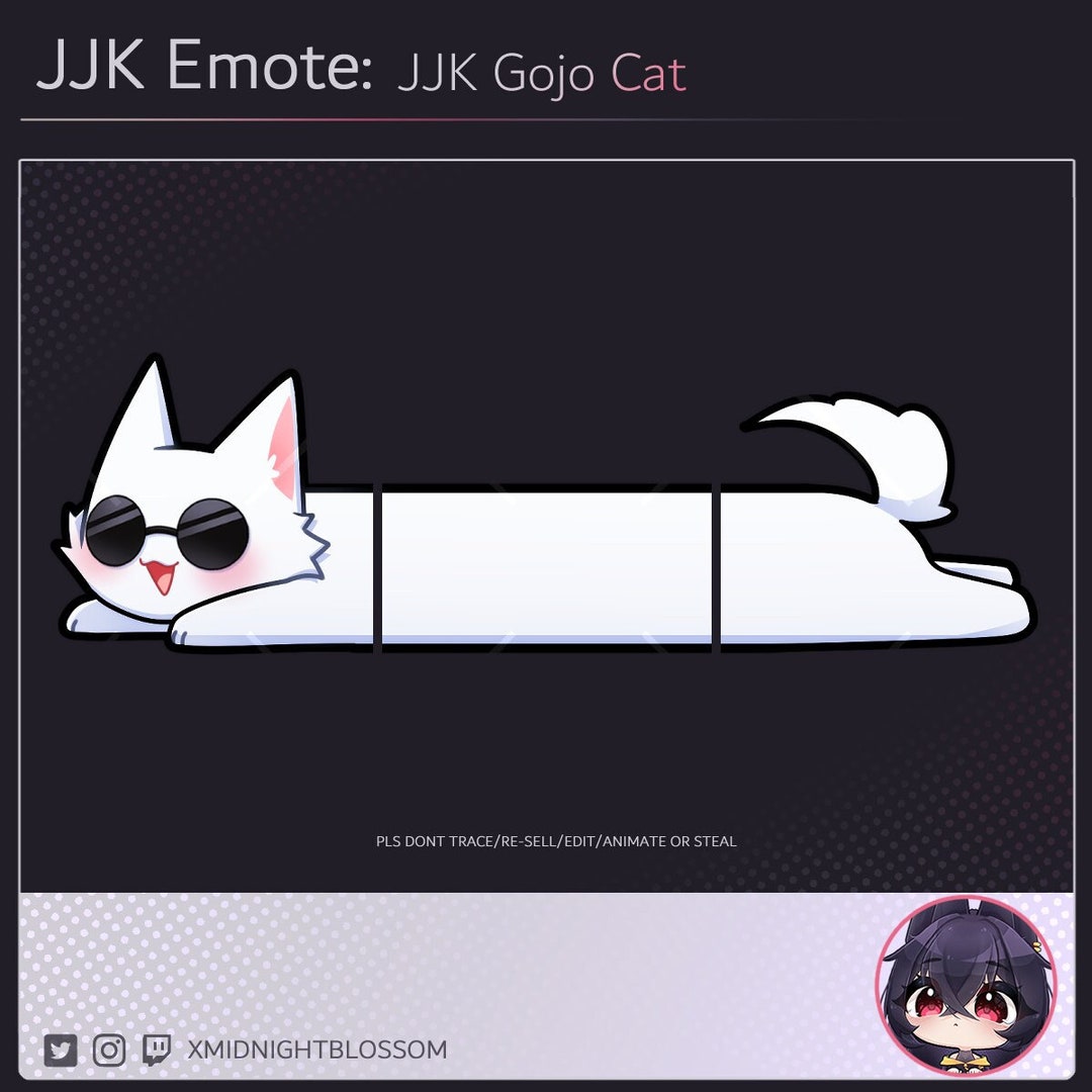 3 Cute Go Jo Long Cat Emote Set Bundle "jjk" | Twitch Discord Emotes ...