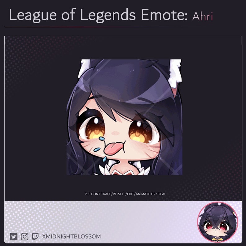 Animated Cute Ahri Mlem Lick Emote "league of Legends" | Twitch Discord ...