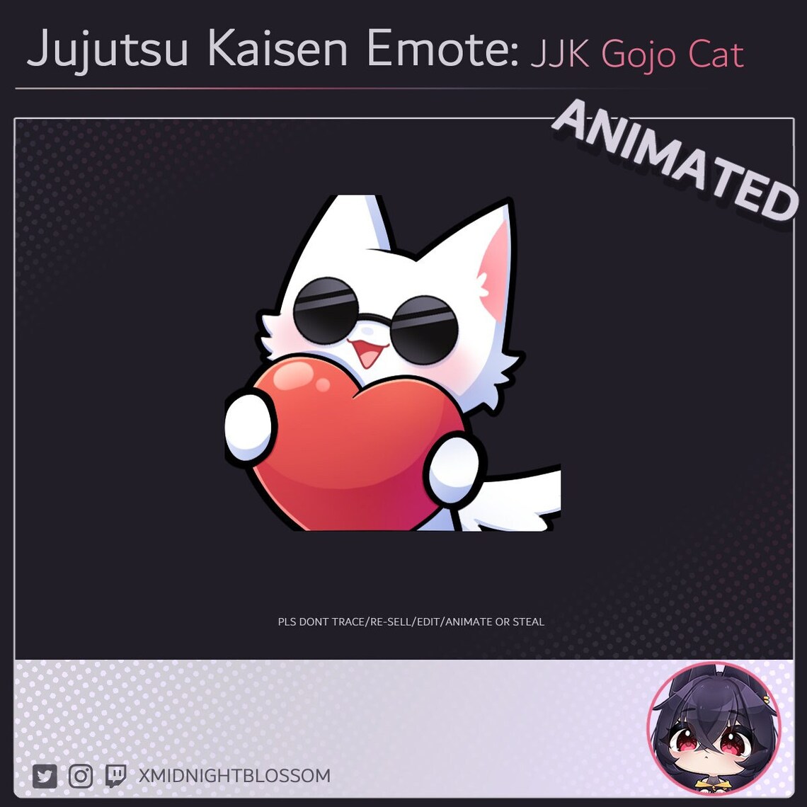 Cute Animated Love JJK Gojo Cat Emote for Twitch/discord/youtube, Alert ...