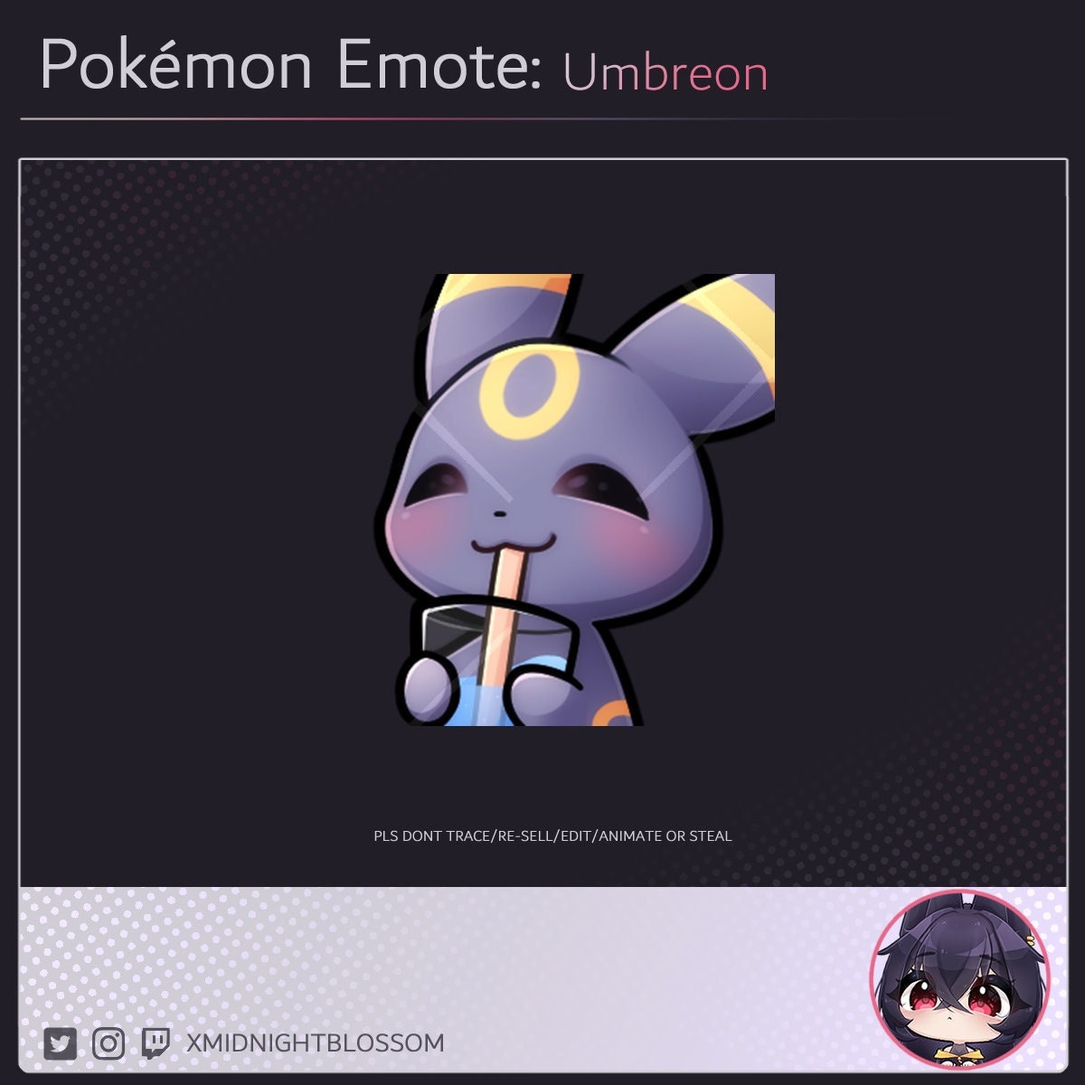 Cute Umbreon Nachtara Sip Drink Emote |twitch Discord Emotes | Twitch ...
