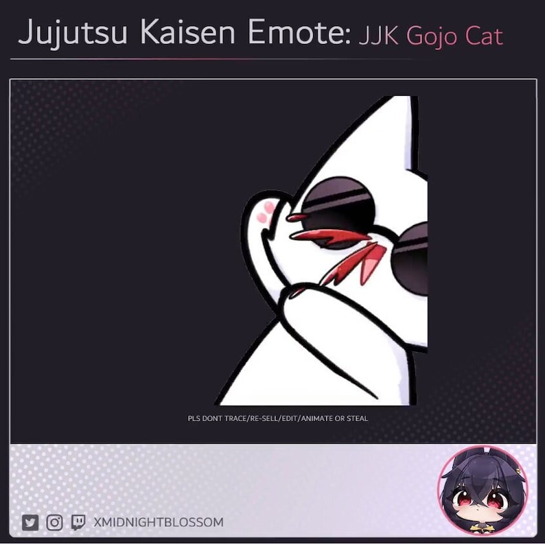 Animated Cute Go Jo Nosebleed Cat Emote "jjk" | Twitch Discord Emotes ...
