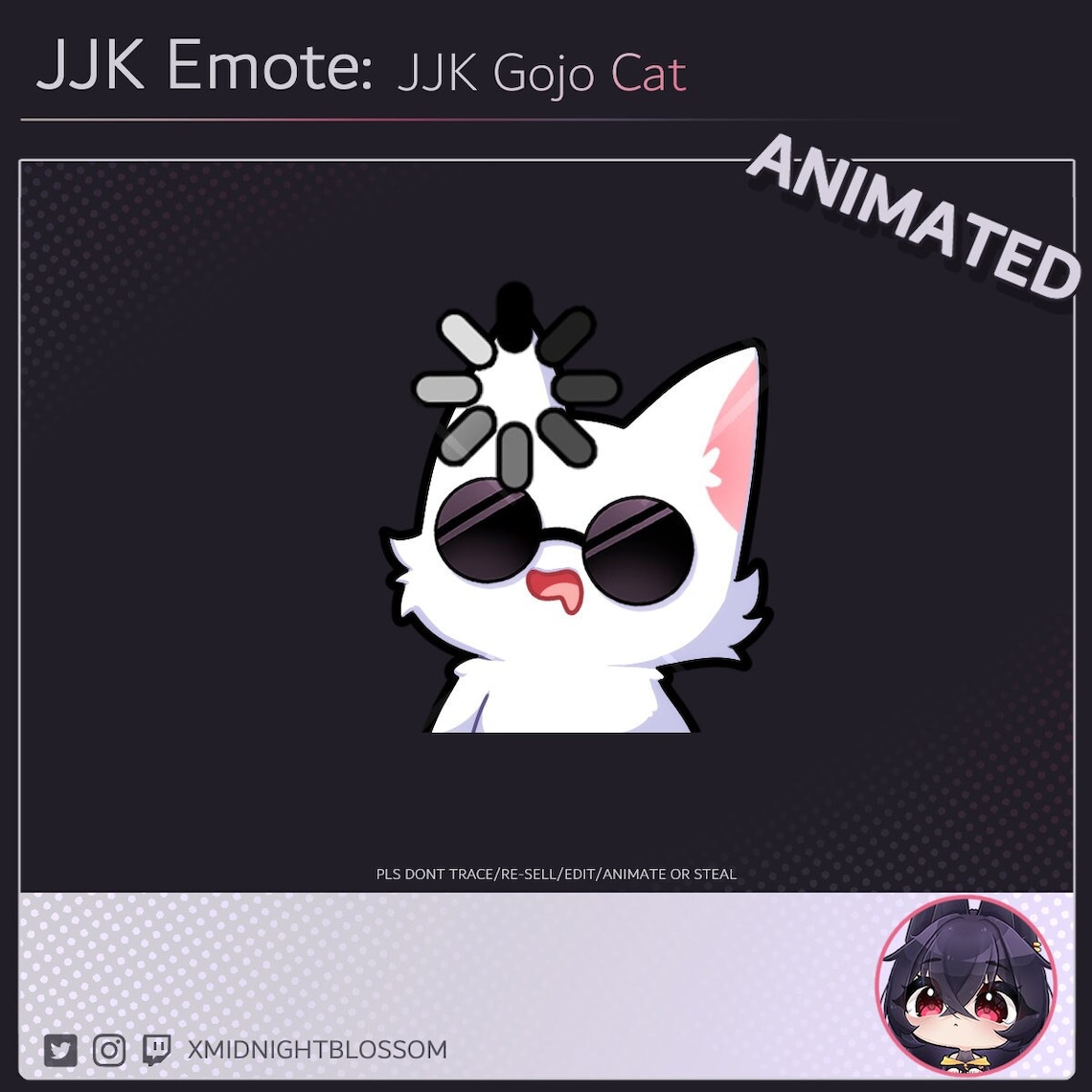 Animated Cute Go Jo Loading Cat Emote "jjk" | Twitch Discord Emotes ...