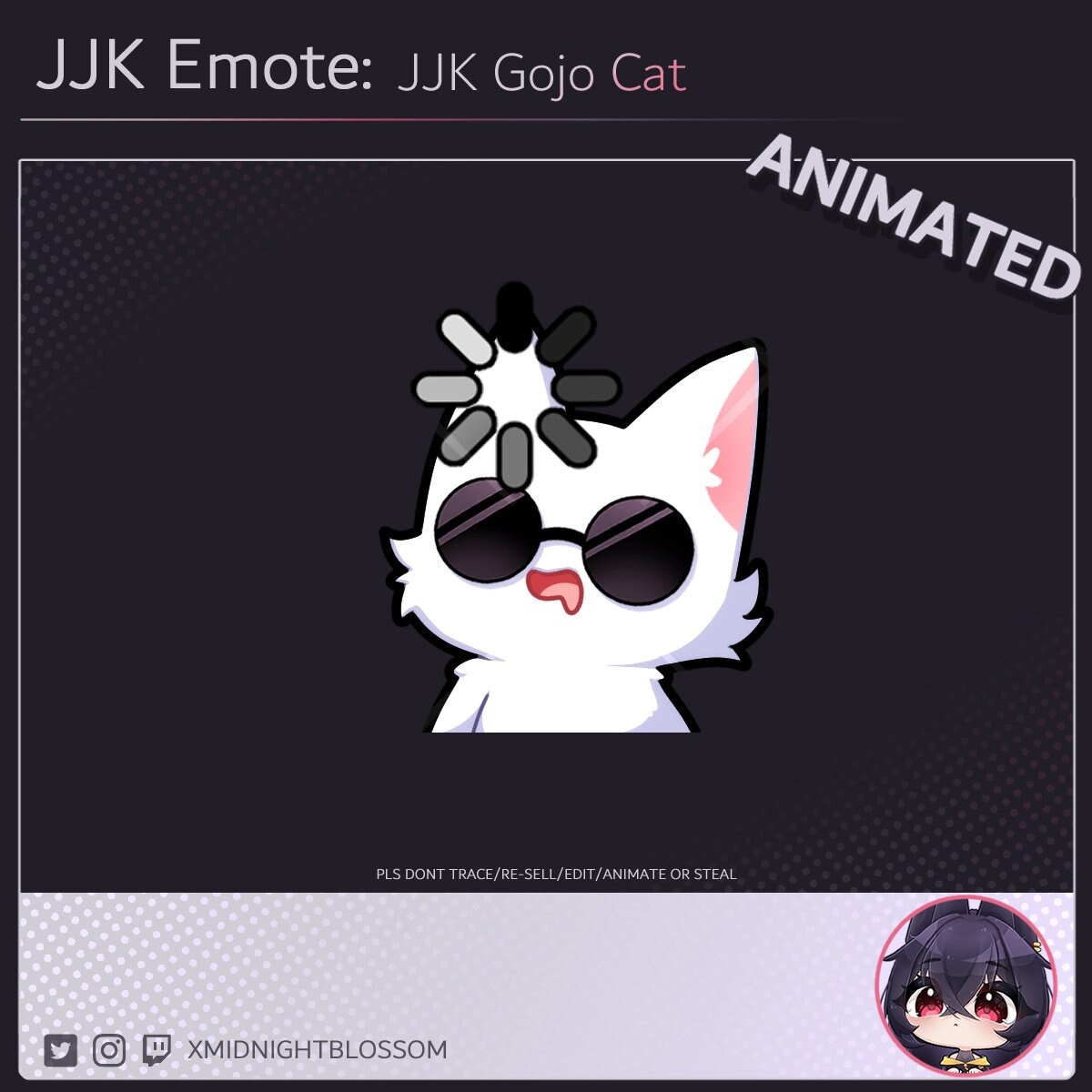 Animated Cute Go Jo Loading Cat Emote "jjk" | Twitch Discord Emotes ...
