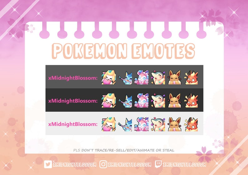 6 Cute Pokémon Emote Set for Twitch/discord, Sticker Emote for Streamer ...