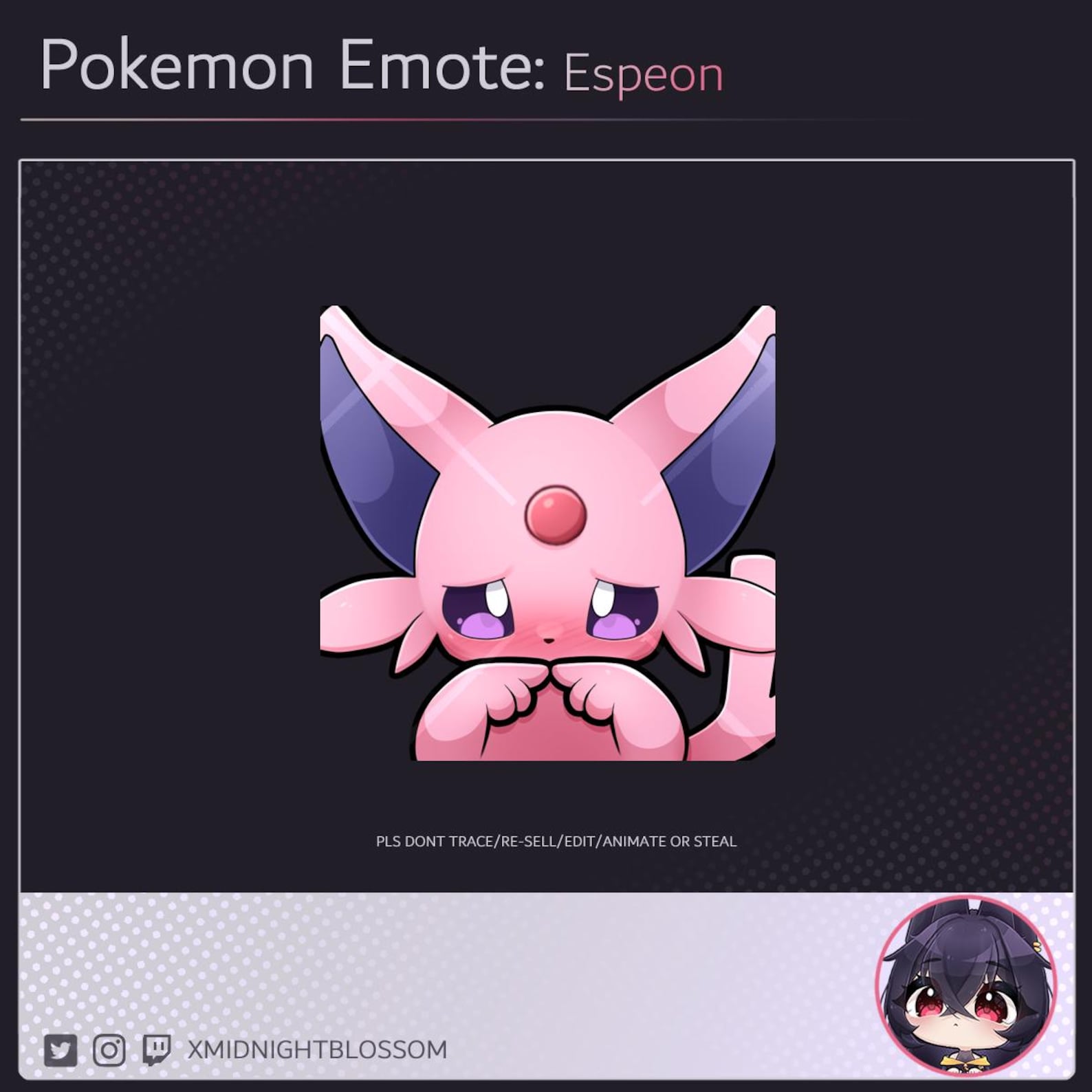 Espeon Psiana Shy Shy Blush Emote for Twitch/discord, Emote for ...